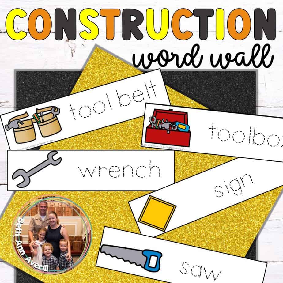 Construction Themed Word Wall For Preschoolers Construction Themed Word Wall For Preschoolers