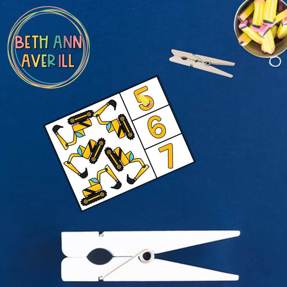 Construction Themed Count and Clip Cards | Beth Ann Averill