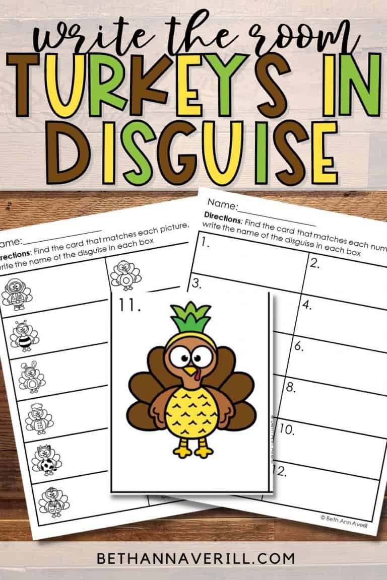 Turkeys in Disguise Write the Room Activity for Fall | Beth Ann Averill