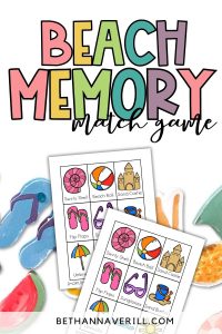 Adorable Beach Printable Memory Matching Game for Family Game Night ...