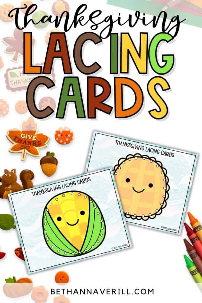 Thanksgiving Food Lacing Card Activities for Preschool Fine Motor ...