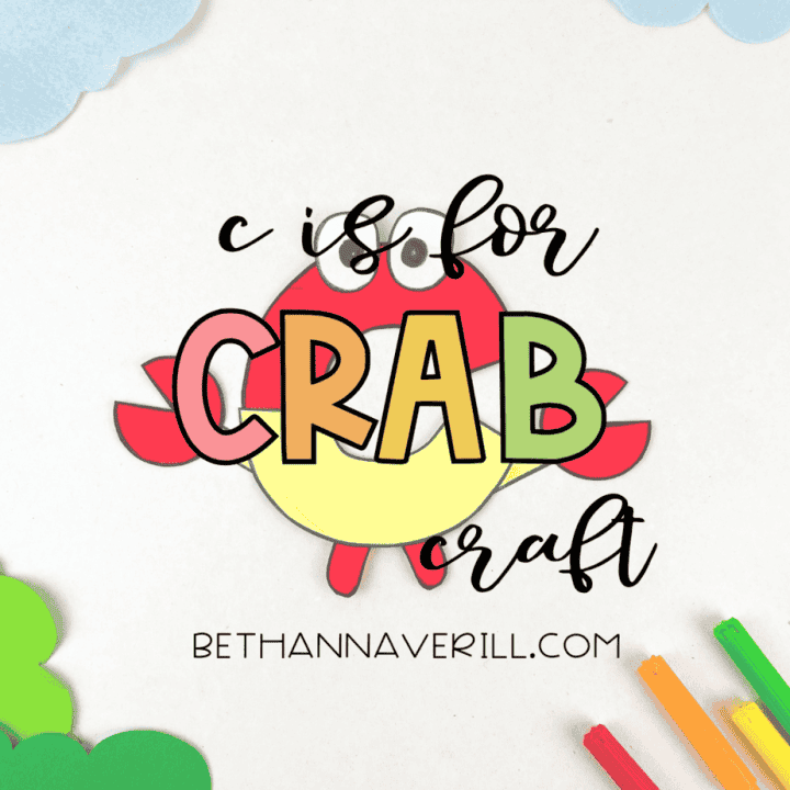 Lowercase c is for Crab Craft for Preschoolers | Beth Ann Averill