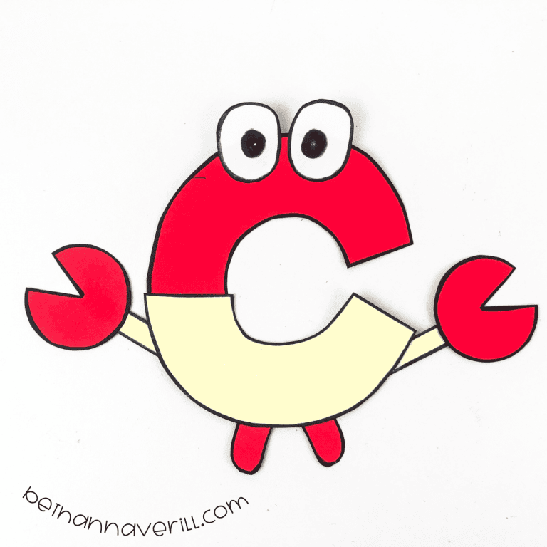 Lowercase c is for Crab Craft for Preschoolers | Beth Ann Averill