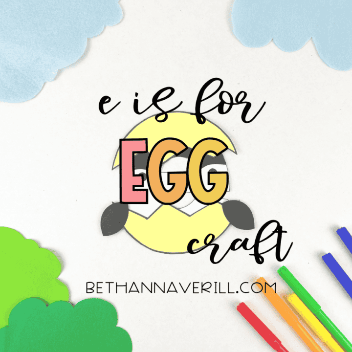 Lowercase e is for Egg Craft for Preschoolers | Beth Ann Averill