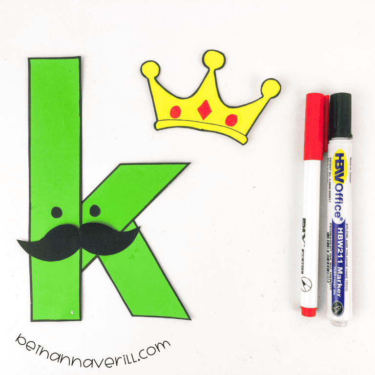 Lowercase k is for King Craft for Preschoolers | Beth Ann Averill