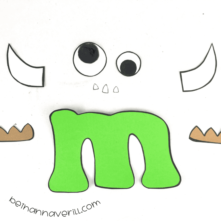 Lowercase m is for Monster Craft for Preschoolers | Beth Ann Averill