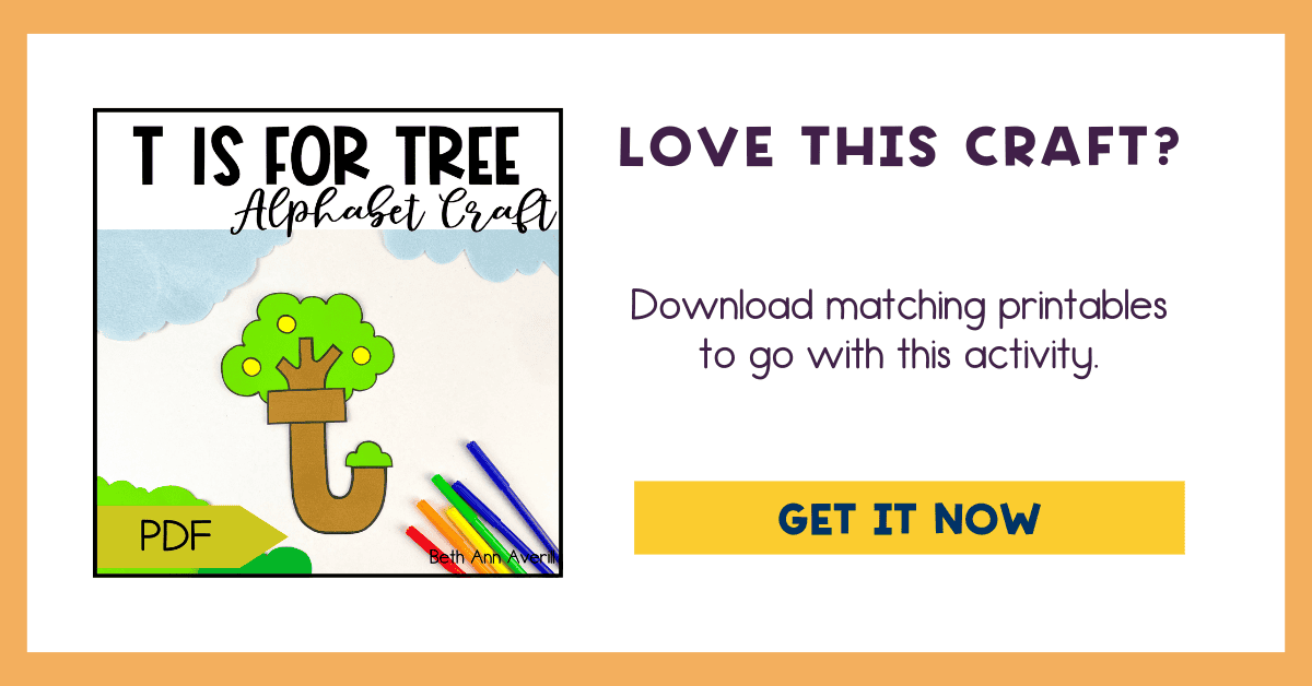 Lowercase t is for Tree Craft for Preschoolers | Beth Ann Averill