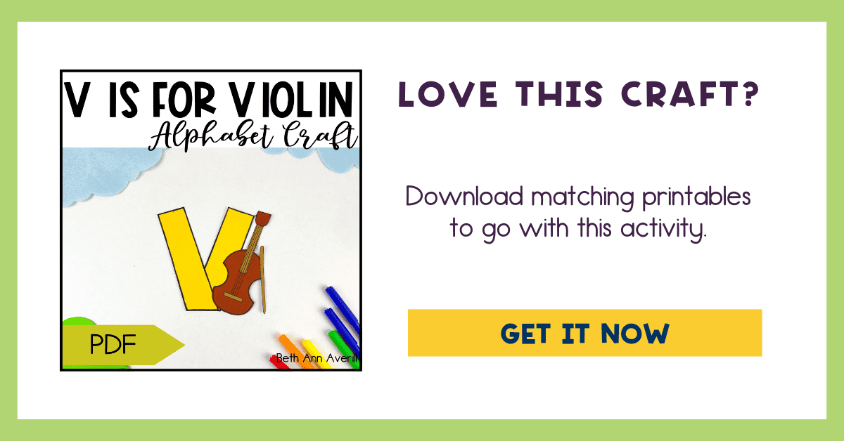Lowercase v is for Violin Craft for Preschoolers | Beth Ann Averill