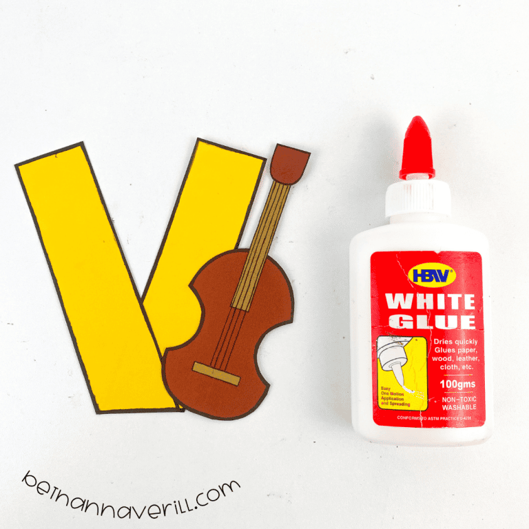 Lowercase v is for Violin Craft for Preschoolers | Beth Ann Averill