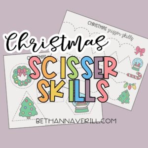 Christmas Scissor Skills Worksheets for Kids | Beth Ann Averill